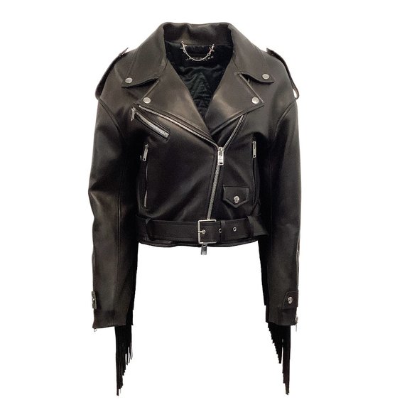 Jacob Lee | Jackets & Coats | Jacob Lee Black Leather Moto With Fringe ...